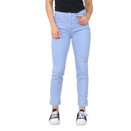 M&Co Damen-Mom-Jeans mit hohem Bund und schmal zulaufendem, geradem Bein in Himmelblau