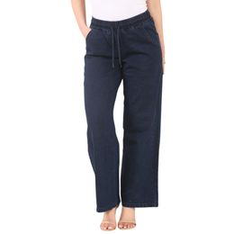 MYT Womens Elasticated High Waist Wide Leg Jeans in Dunkelblau