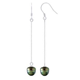 H&auml;ngende Ohrringe &ndash; echte Tahiti-Zuchtperlen, eingekreist, 8&ndash;9 mm