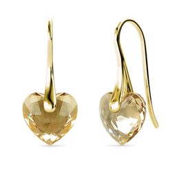 Kristalline Herz Ohrringe - Gold und Bernstein