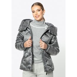 Wittchen Damen-Steppjacke aus silberfarbenem Nylon mit Zickzackmuster