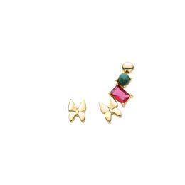 Luxenter Ohrringe aus 925er Sterlingsilber mit mehrfarbigen Kristallen und 18-kar&auml;tiger Gelbgold-Finish &ndash; Mariposa