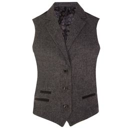 Graue Weste aus Tweed im Fischgr&auml;tenmuster der 1920er-Jahre f&uuml;r Damen