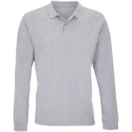 SOLS - "Planet" Poloshirt f&uuml;r Herren/Damen Unisex Lang&auml;rmlig (Grau meliert)
