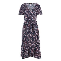 Midi-Kleid aus Viskose mit Mitternachtsblumen-Muster