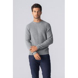 Pullover mit Zopfmuster &ndash; Graumeliert