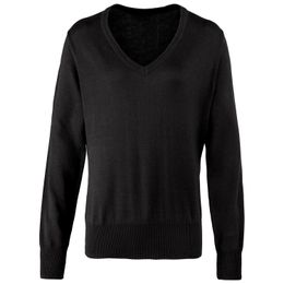Premier - Sweatshirt V-Ausschnitt f&uuml;r Damen (Schwarz)