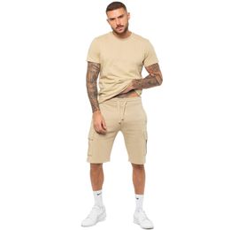 Enzo | Herren T-Shirt Trainingsanzug mit Shorts Set- Stone