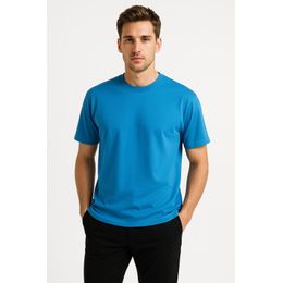 JUSTEVER Herren-T-Shirt aus 100 % Baumwolle, Oversize-Passform, Rundhalsausschnitt, Blau - Alpha
