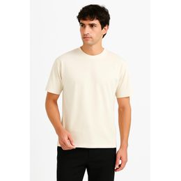 JUSTEVER Herren-T-Shirt aus 100 % Baumwolle, Oversize-Passform, Rundhalsausschnitt, Beige - Alpha