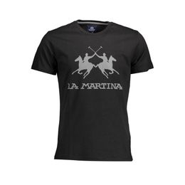 La Martina Schwarzes Baumwoll-Herren-T-Shirt