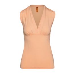 Apricotfarbenes &auml;rmelloses Top mit Faux Wrap