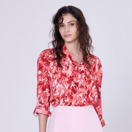 Bluse mit Ascot-Krawatte und abstraktem Druck