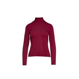 Burgunderfarbener lang&auml;rmeliger Pullover mit Polokragen