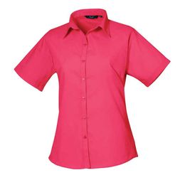 Premier - Bluse f&uuml;r Damen kurz&auml;rmlig (Leuchtend Pink)