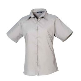 Premier - Bluse f&uuml;r Damen kurz&auml;rmlig (Silber)
