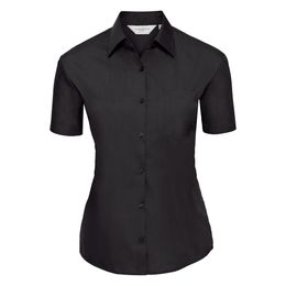 Russel Athletic Russell Collection Damen/Damen Kurzarmhemd aus pflegeleichter Poly-Baumwolle Popeline (Schwarz)