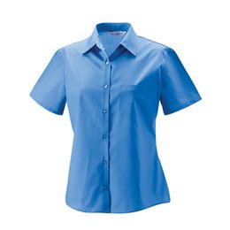 Russel Athletic Russell Kollektion Damen Popeline Pflegeleicht Kurzarm Hemd (Corporate Blau)