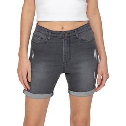 Enzo | Womens Ripped Denim Shorts - Grau