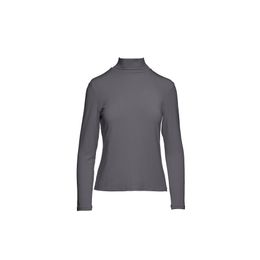 Dunkelgrauer lang&auml;rmeliger Pullover mit Polokragen