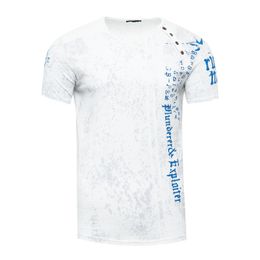 Rusty Neal Rundhals T-Shirt mit Seitlicher Knopfleiste