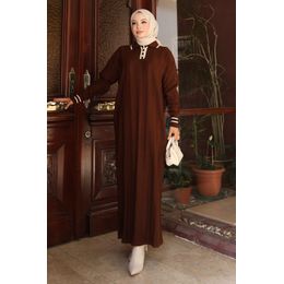 Knopf Detailed Strick Kleid Braun