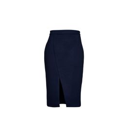 Marineblauer Bleistiftrock aus Mufflonimitat