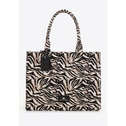 Wittchen Damen-Einkaufstasche mit Jacquardmuster aus schwarzer und brauner