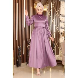 Satin Abendkleid With Feder Detail, Flieder