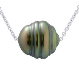 Halskette echte Tahiti-Zuchtperle, eingekreist, 10&ndash;11 mm