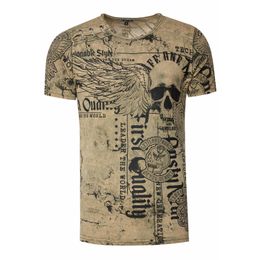 Rusty Neal Verwaschenes T-Shirt mit "Flying-Skull" Print