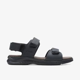 Clarks Hapsford Creek Schwarze Geschmeidige Leder-Sandalen