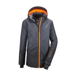 Outdoorjacke Killtec "Lynge BYS JCKT E", Jungen, Gr. 128, grau (anthrazit), Obermaterial: 100% Polyester.Futter: 100% Polyester.F&uuml;llung: 100% Polyester, Jacken Outdoorjacke, Wasserdichte Funktionsjacke mit Schneefang und coolem Design