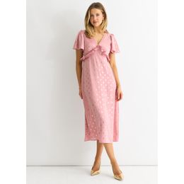 Err&ouml;tetes Metallic-Folien-V-Ausschnitt-Midikleid