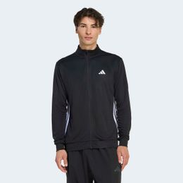 Trainingsjacke adidas Performance "WORKOUT ESSENTIALS ALL-SET 3-STREIFEN, GEWIRKTES MATERIAL", Herren, Gr. M, schwarz, wei&szlig;, Obermaterial: 100% Polyester, Jacken Trainingsjacke