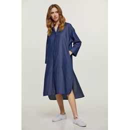 Indigoblaues Midikleid mit Seitenschlitzen