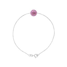 Bracelet Chaine Sph&egrave;re Cristal PRECIOSA 10-11 mm Rose Argent 925