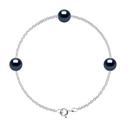 DIADEMA - Armband - Silber und 3 echte S&uuml;&szlig;wasserperlen - Schwarzer Tahitian Style