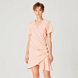 Asymmetrisches drapiertes Kurzkleid aus Popeline
