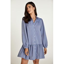 Besticktes Kleid im Denim-Stil mit Kn&ouml;pfen