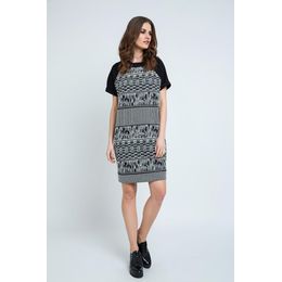 Schwarz-wei&szlig;es kurz&auml;rmeliges gerades Kleid