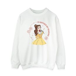 Disney - "Beauty And The Beast I'd Rather Be Reading" Sweatshirt f&uuml;r Damen (Wei&szlig;)