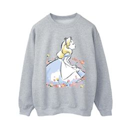 Disney - "Alice In Wonderland Sketch Flowers" Sweatshirt f&uuml;r Damen (Grau)