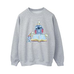 Disney - "Lilo & Stitch Reading A Book" Sweatshirt f&uuml;r Damen (Grau)