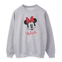 Disney Damen/Damen Minnie Mouse Gesicht Heather Sweatshirt (Heather Grey)