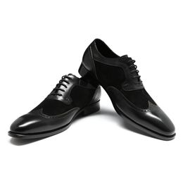 Allthemen Herrenschuh mit klassischer Ziernaht Businessschuh Glattleder Halbschuh Schwarz