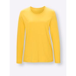 Pyjamaoberteil "Schlafanzug-Shirt", Damen, Gr. 40/42, gelb, 100% Baumwolle, unifarben, Shirts
