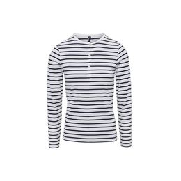 Premier Womens/Ladies Long John Striped Roll Sleeve T-Shirt (Wei&szlig;/Navy)