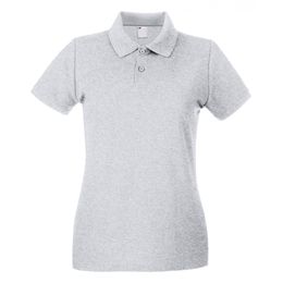 Fruit of the Loom - Poloshirt f&uuml;r Damen kurz&auml;rmlig (Grau meliert)