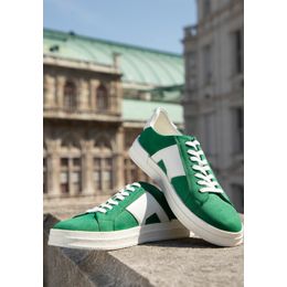 Wittchen Herren-Sneaker mit kontrastierenden Sohlen aus gr&uuml;nem &Ouml;ko-Leder